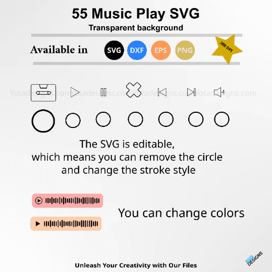 55 SVG music player Bundle, Audio control buttons