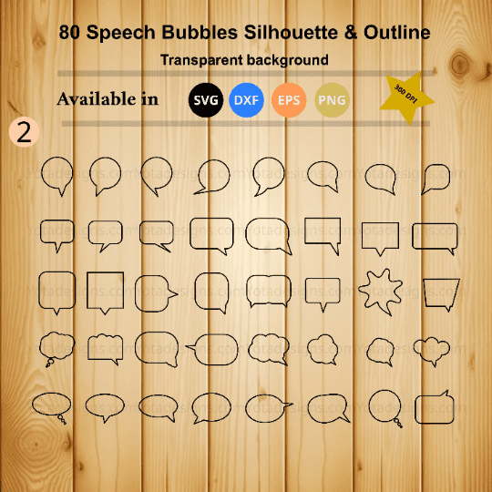 80 Speech Bubble Bundle, SVG, bubble Silhouette and Outline