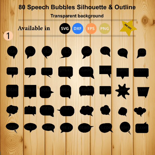 80 Speech Bubble Bundle, SVG, bubble Silhouette and Outline