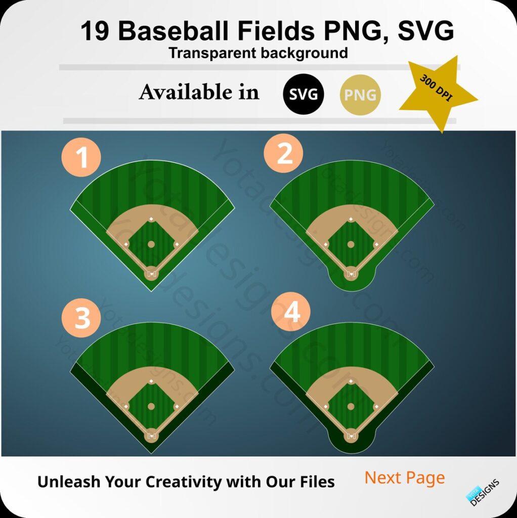 Baseball Field SVG bundle, PNG, 19 Different designs