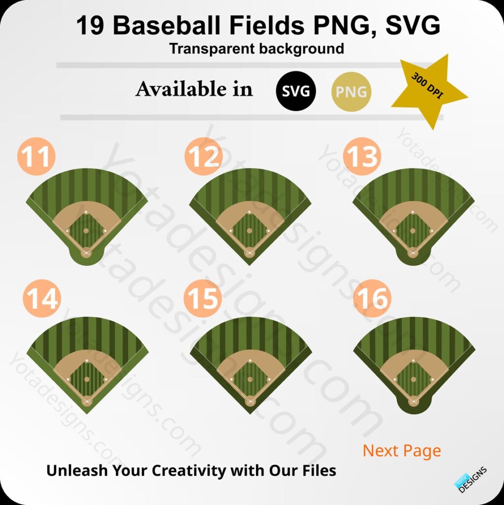 Baseball Field SVG bundle, PNG, 19 Different designs
