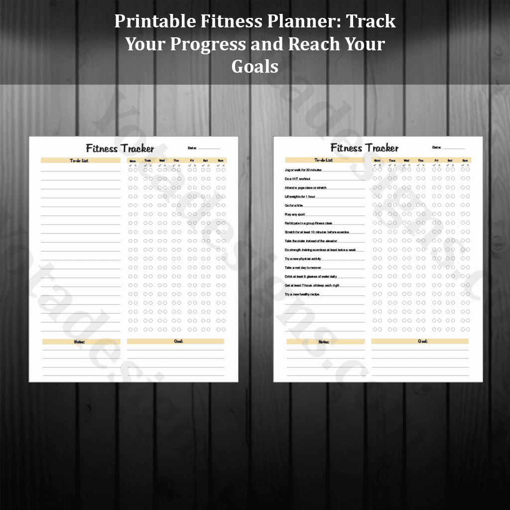 Digital Printable Fitness Planner: Track Your Progress