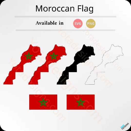 Moroccan Flag and map bundle, Moroccan flag SVG, png