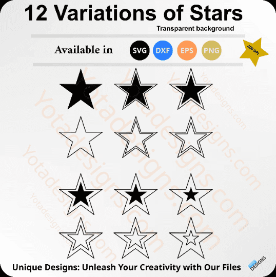 Versatile Star Shapes Bundle - SVG, DXF, PNG, EPS Formats